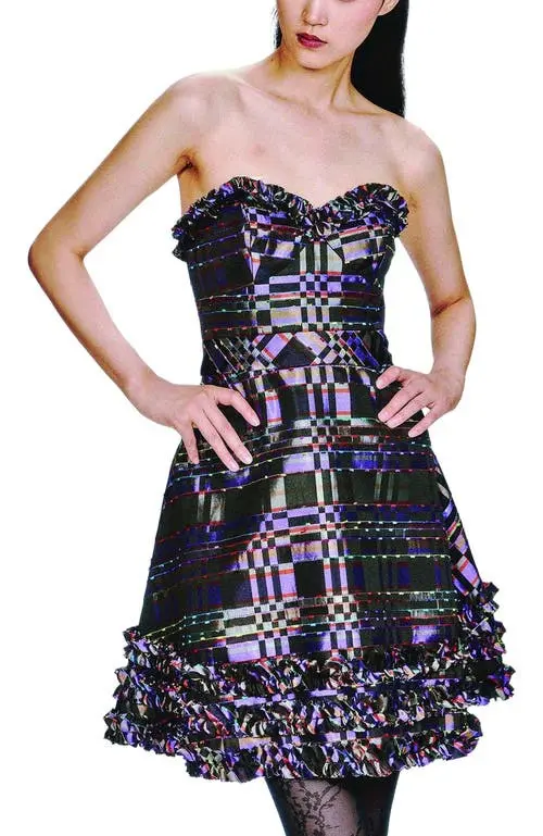 Anna Sui Shangri-la Taffeta Strapless Party Dress