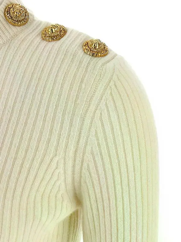 Balmain Ribbed Coin-button Sweater
