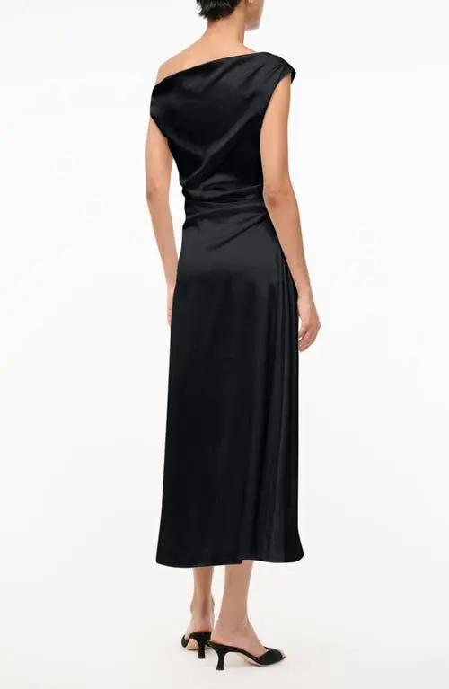 Staud Phare Stretch Silk One-shoulder Dress
