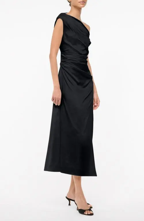 Staud Phare Stretch Silk One-shoulder Dress