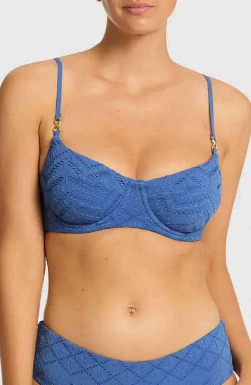 SEA LEVEL Toscana Underwire Balconette Bikini Top - Denim Blue