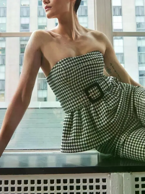 Cara Cara Tilda Houndstooth Peplum Top