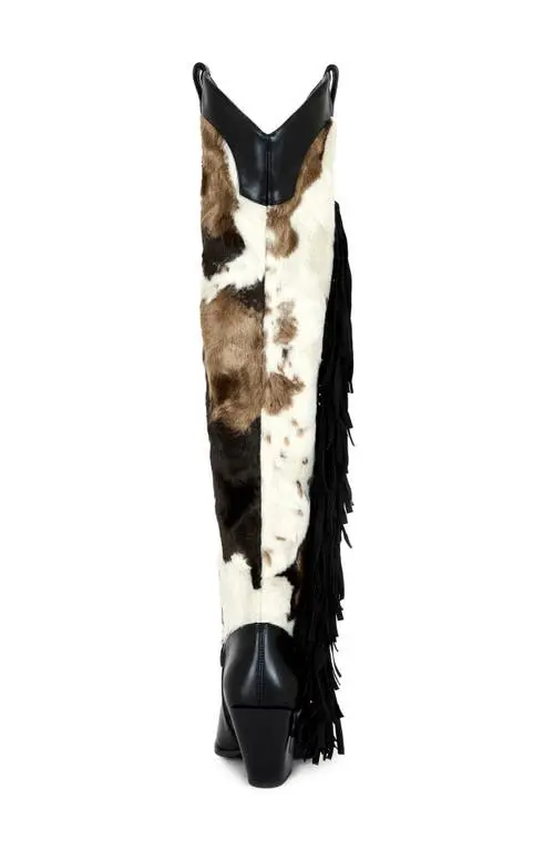 AZALEA WANG Faux Fur Over-the-knee Western Boots