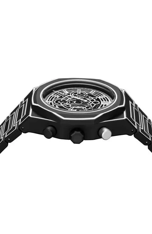 D1 MILANO Sketch Skeleton Chronograph Bracelet Watch - Black