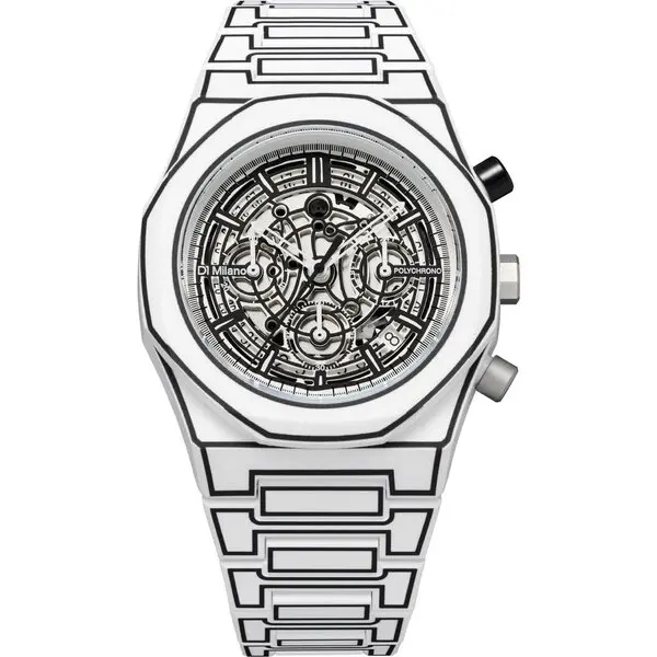 D1 MILANO Sketch Skeleton Chronograph Bracelet Watch - White