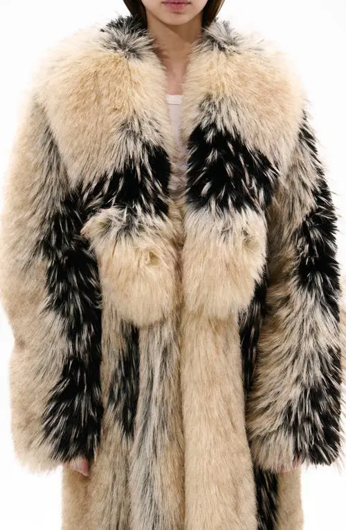 AZALEA WANG Faux Fur Longline Coat