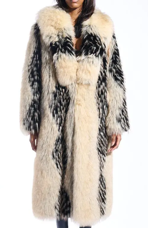 AZALEA WANG Faux Fur Longline Coat