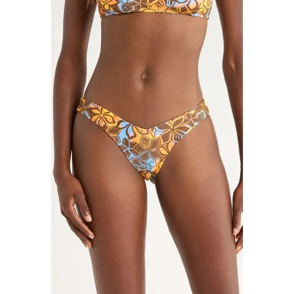 KULANI KINIS Y-cut Thong Bikini Bottom - Frangipani Fizz