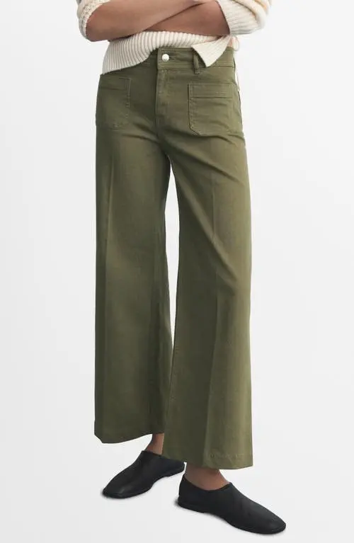 Mango Jessie Patch Pocket Wide Leg Jeans - Khaki Green