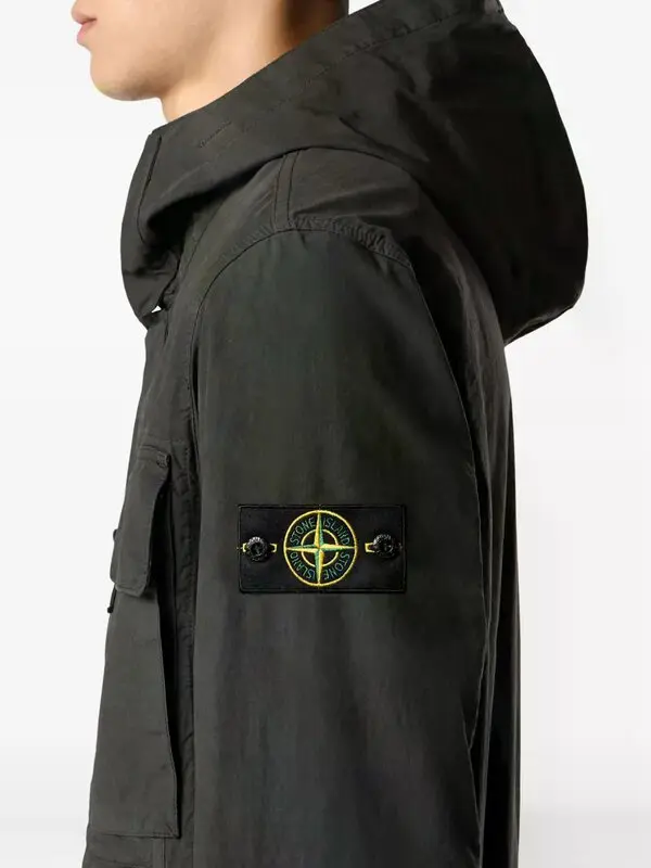Stone Island Hooded Patch-pocket Jacket - Black