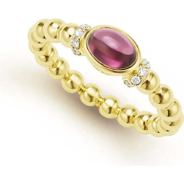 Lagos Rhodolite Garnet And Diamond Caviar Ring - Gold