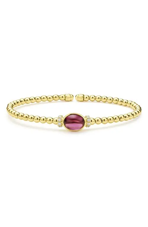 Lagos Rhodolite Garnet And Diamond Cuff Bracelet - Gold