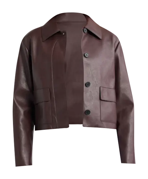 Mango Sabina Faux Leather Jacket - Maroon