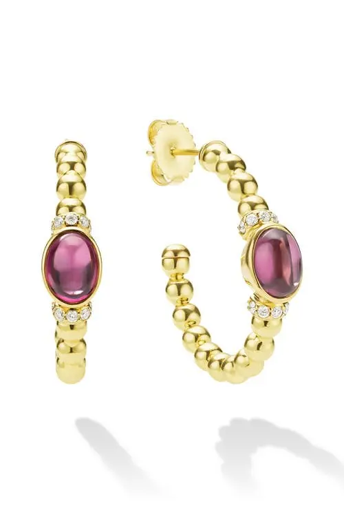 Lagos Caviar Rhodolite Garnet & Diamond Beaded Hoop Earrings