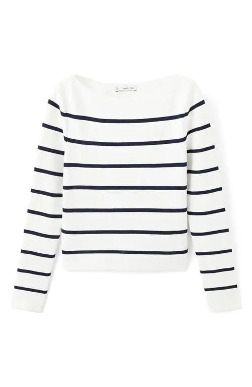 Mango Fine Knit Boat Neck Sweater - Ecru