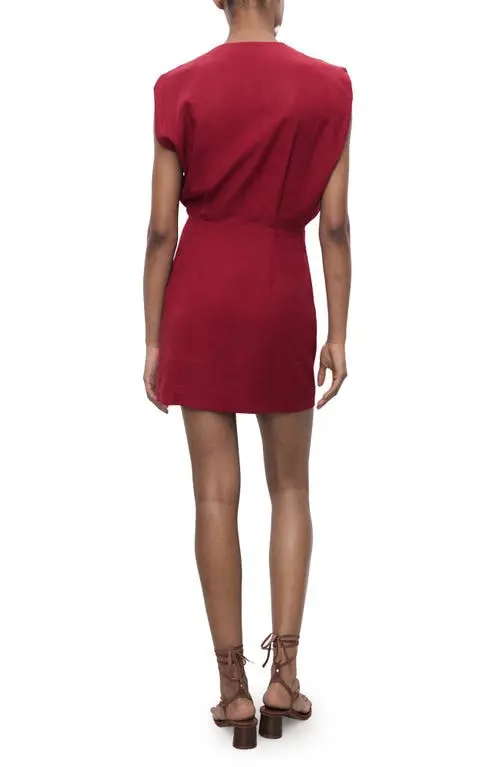 Mango Vene Faux Wrap Dress - Maroon