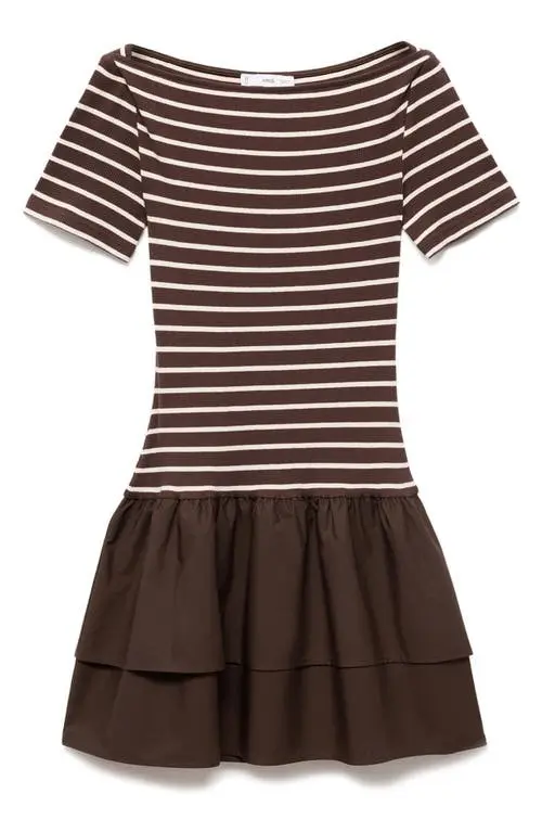 Mango Striped Ruffle Hem Dress