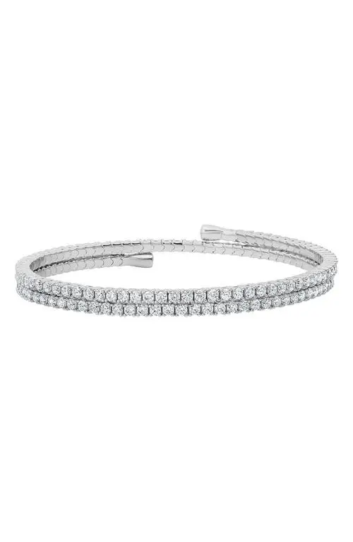 CRISLU Round Cubic Zirconia Adjustable Wrap Bracelet - Pure Platinum/clear Stone