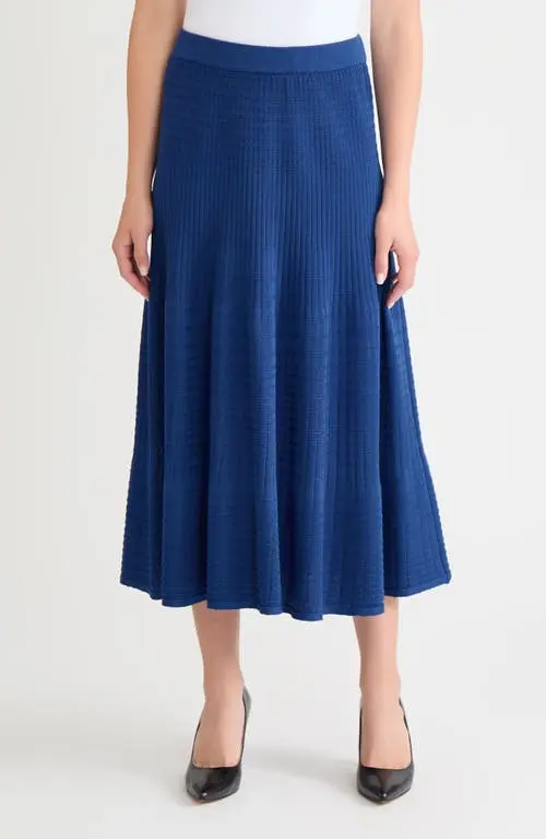 Misook Flared Rib Knit Maxi Skirt