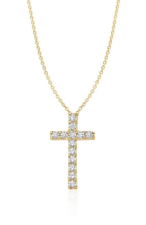 CRISLU Pavé Cubic Zirconia Cross Pendant Necklace - 18kyg/clear Stone