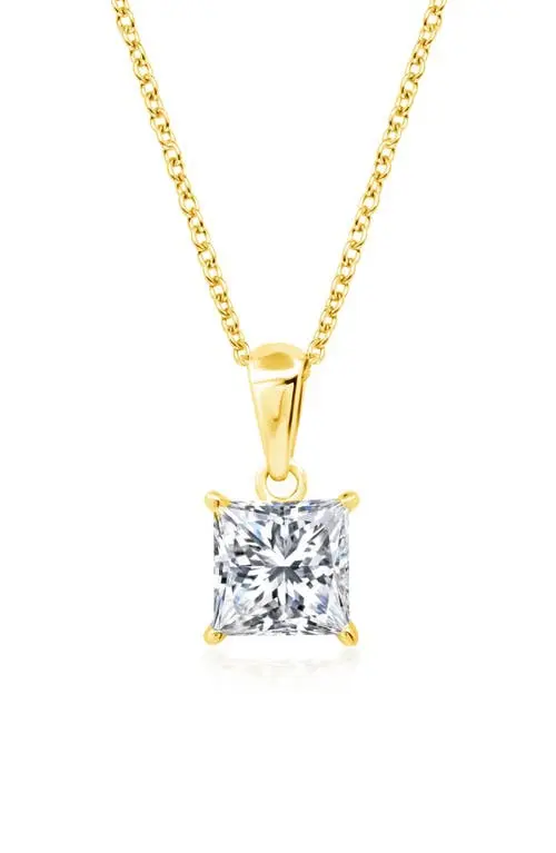 CRISLU Princess Cut Cubic Zirconia Pendant Necklace - 18kyg/clear Stone