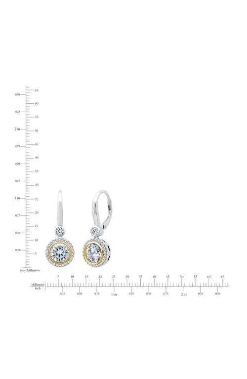 CRISLU 2-tone Halo Leverback Earrings