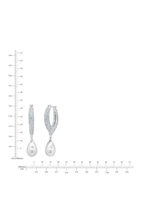 CRISLU Teardrop Pearl & Pavé Drop Earrings