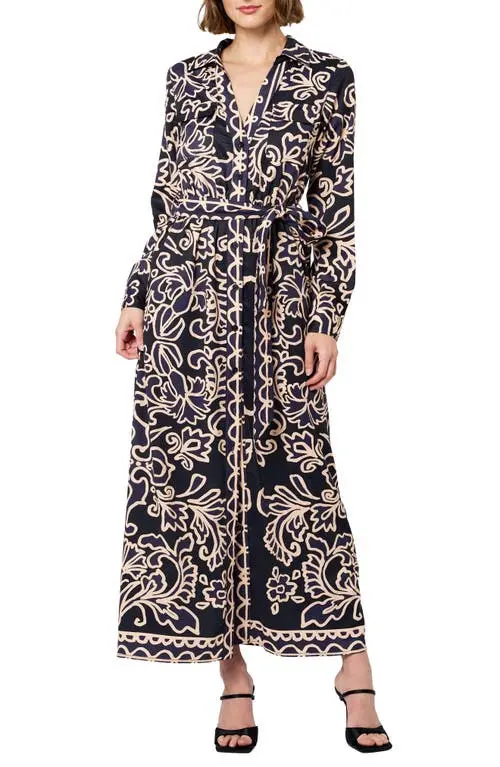 CIEBON Chiara Print Long Sleeve Shirt Dress