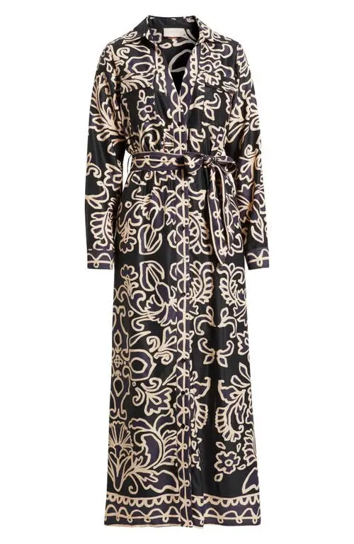 CIEBON Chiara Print Long Sleeve Shirt Dress