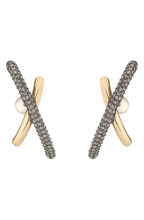 Demarson Marnie Crystal Pavé Earrings - Gold/gunmetal/crystal