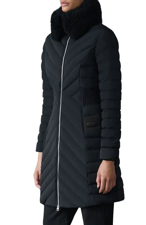 Mackage Water Repellent Quilted Down Coat With Shearling Collar - Black