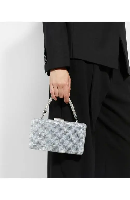 Dune London Top Handle Frame Clutch - Silver