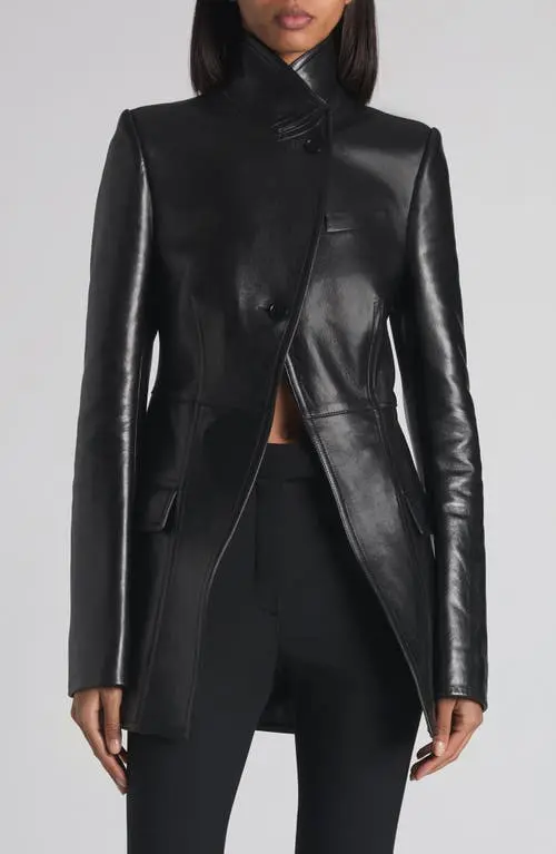 Alexander McQueen Leather Peplum Blazer