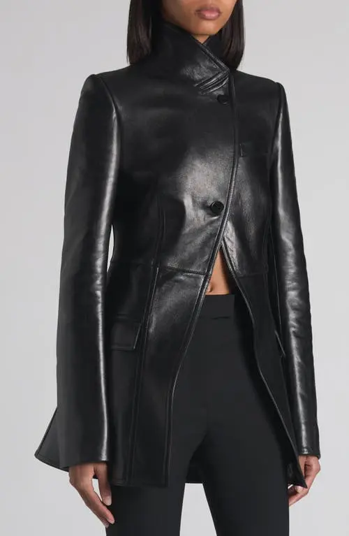 Alexander McQueen Leather Peplum Blazer