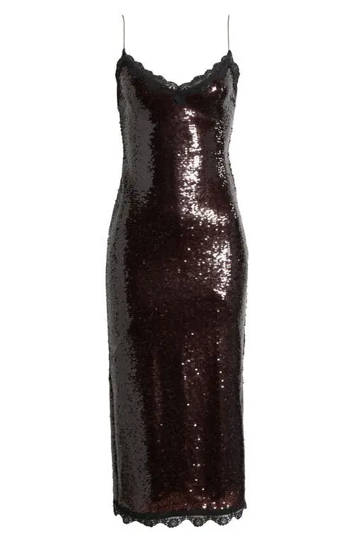 LoveShackFancy Verelith Sequin Lace Trim Cocktail Dress