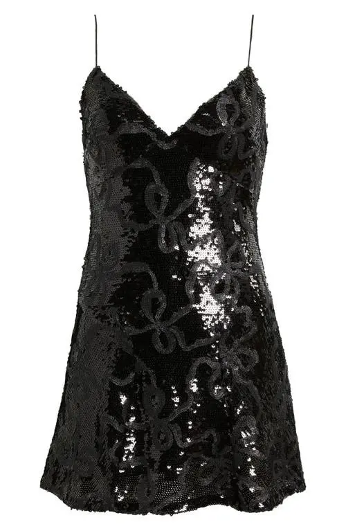 LoveShackFancy Sabeline Sequin Ribbon Mini Dress