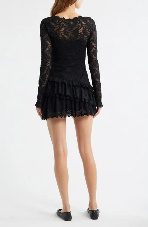 LoveShackFancy Rhea Lace Long Sleeve Mini Dress
