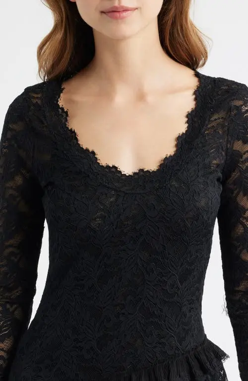 LoveShackFancy Rhea Lace Long Sleeve Mini Dress