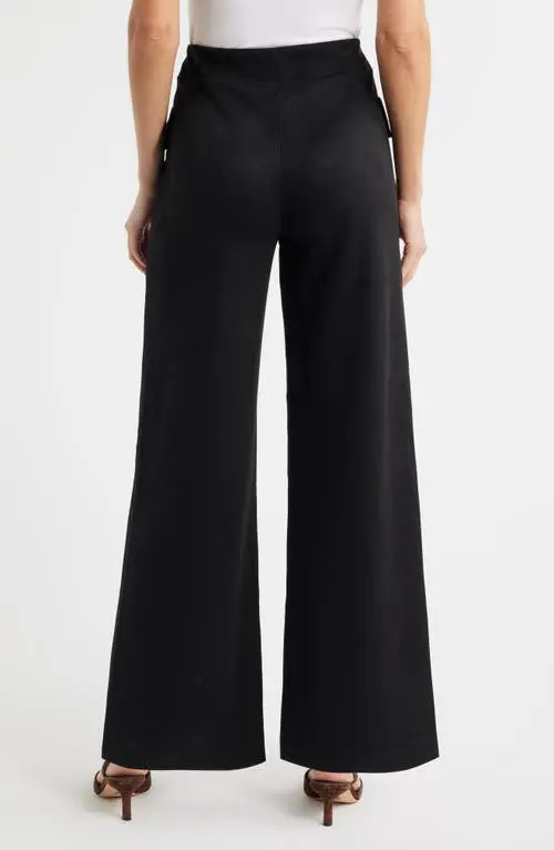 Hue Faux Suede Wide-leg Pants - Black