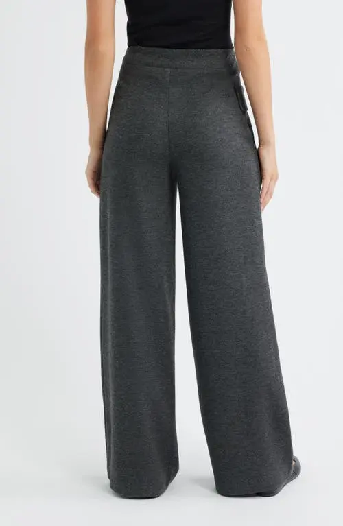Hue Herringbone Wide Leg Pull-on Pants