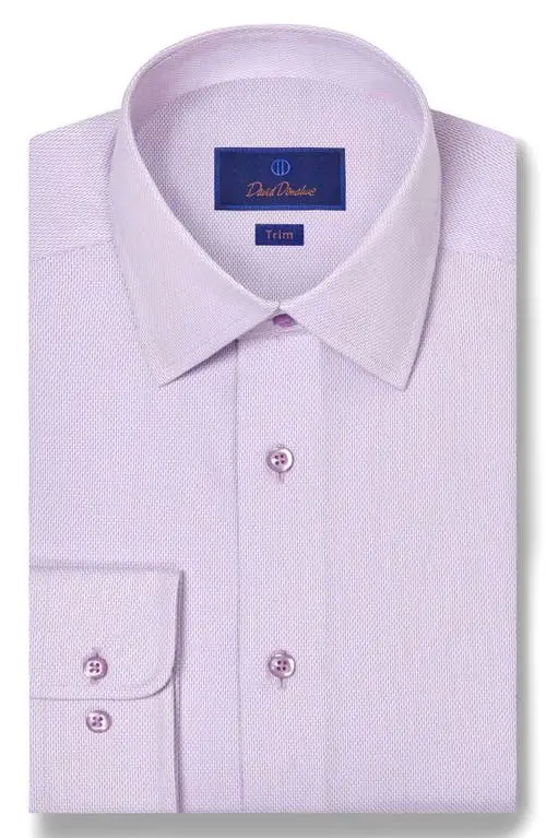 David Donahue Trim Fit Micro Dobby Cotton Dress Shirt - White/lilac