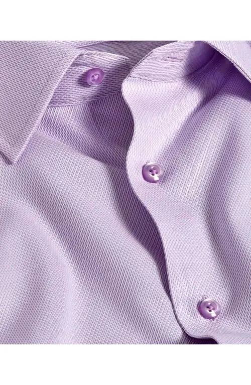 David Donahue Trim Fit Micro Dobby Cotton Dress Shirt - White/lilac