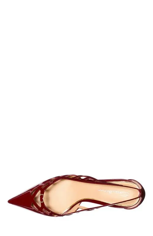 Santoni Patent Leather Mid-heel Pump With Openwork Detail - Red