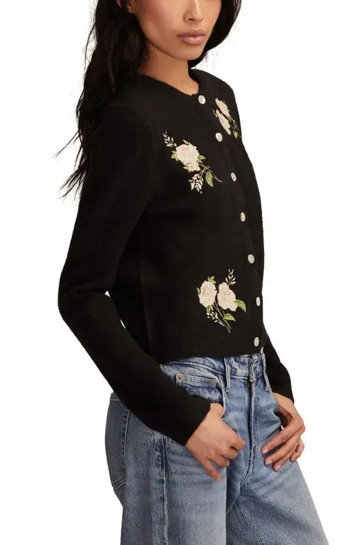 Lucky Brand Embroidered Cardigan - Caviar