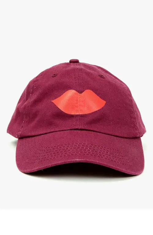 Clare V. Lips Graphic Baseball Cap - Oxblood