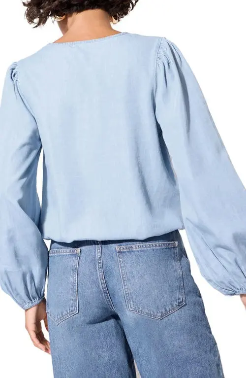 FRIENDS LIKE THESE Ruffle Chambray Top