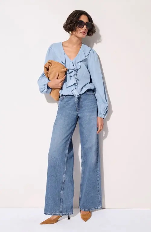 FRIENDS LIKE THESE Ruffle Chambray Top