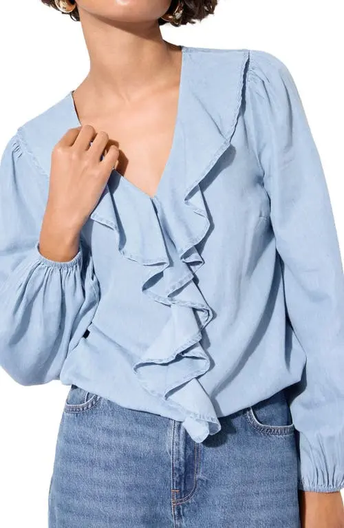 FRIENDS LIKE THESE Ruffle Chambray Top - Blue