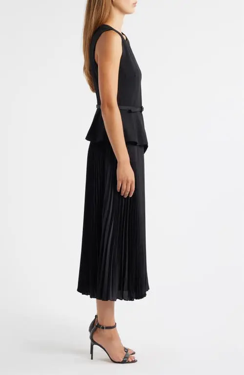 knee length dresses for ladies Milla Womens Nude Sleeveless Mock Neck Dress with A Pleated Maxi Skirt - Nude