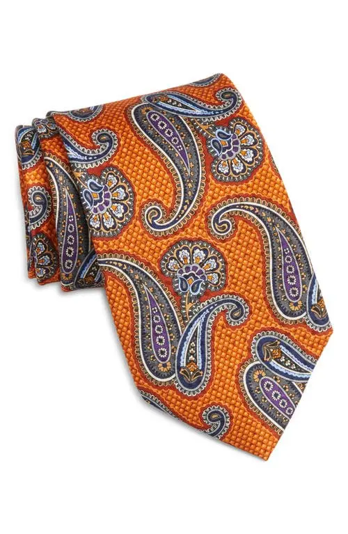 Nordstrom Paisley Silk Neck Tie - Orange